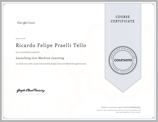 Launching into Machine Learning Certificate | PDF
