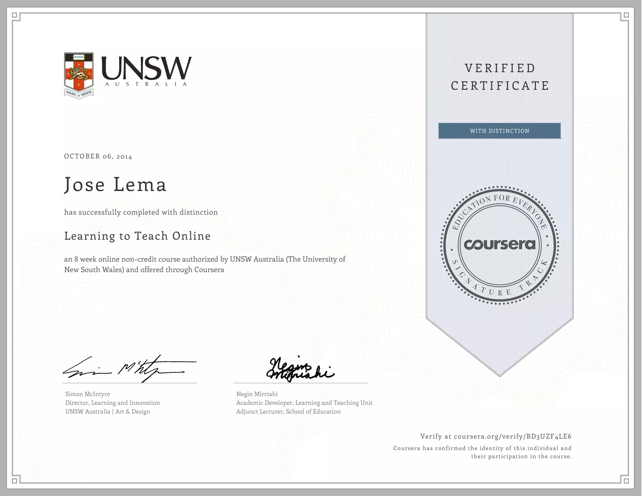 Coursera certificate ltto 2014 | PPT