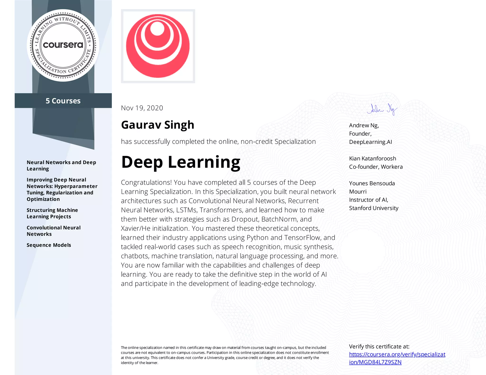 Deep Learning Specialization Ppt
