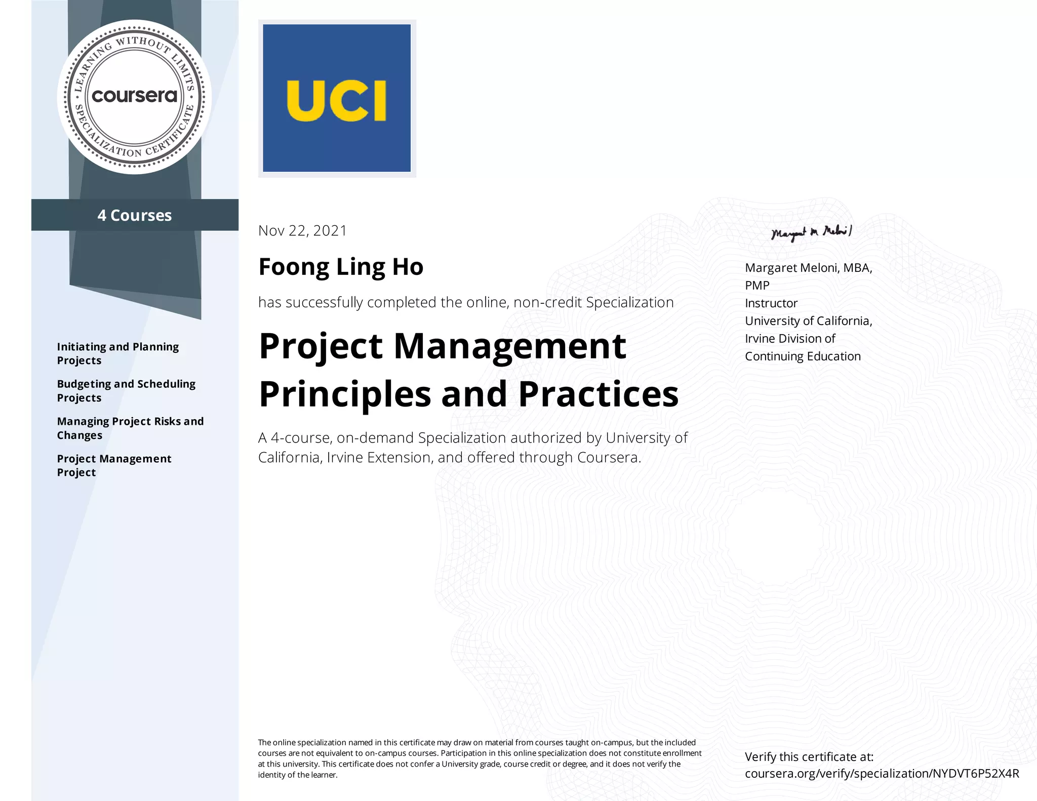 Project Management Principles and Practices by University of California ...