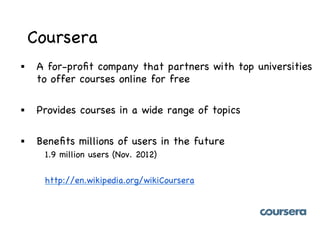 Coursera CSCW Analysis - SI689 | PPT | Free Download