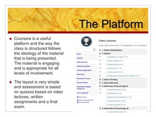 Coursera Reflections on Gamification | PPT