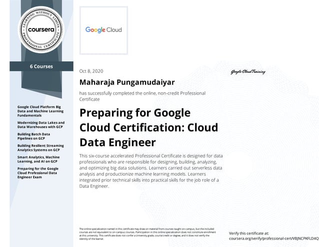 Coursera GCP Cloud Data Engineer | PPT