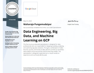 Coursera Data Engg Big Data and Machine Learning GCP | PPT