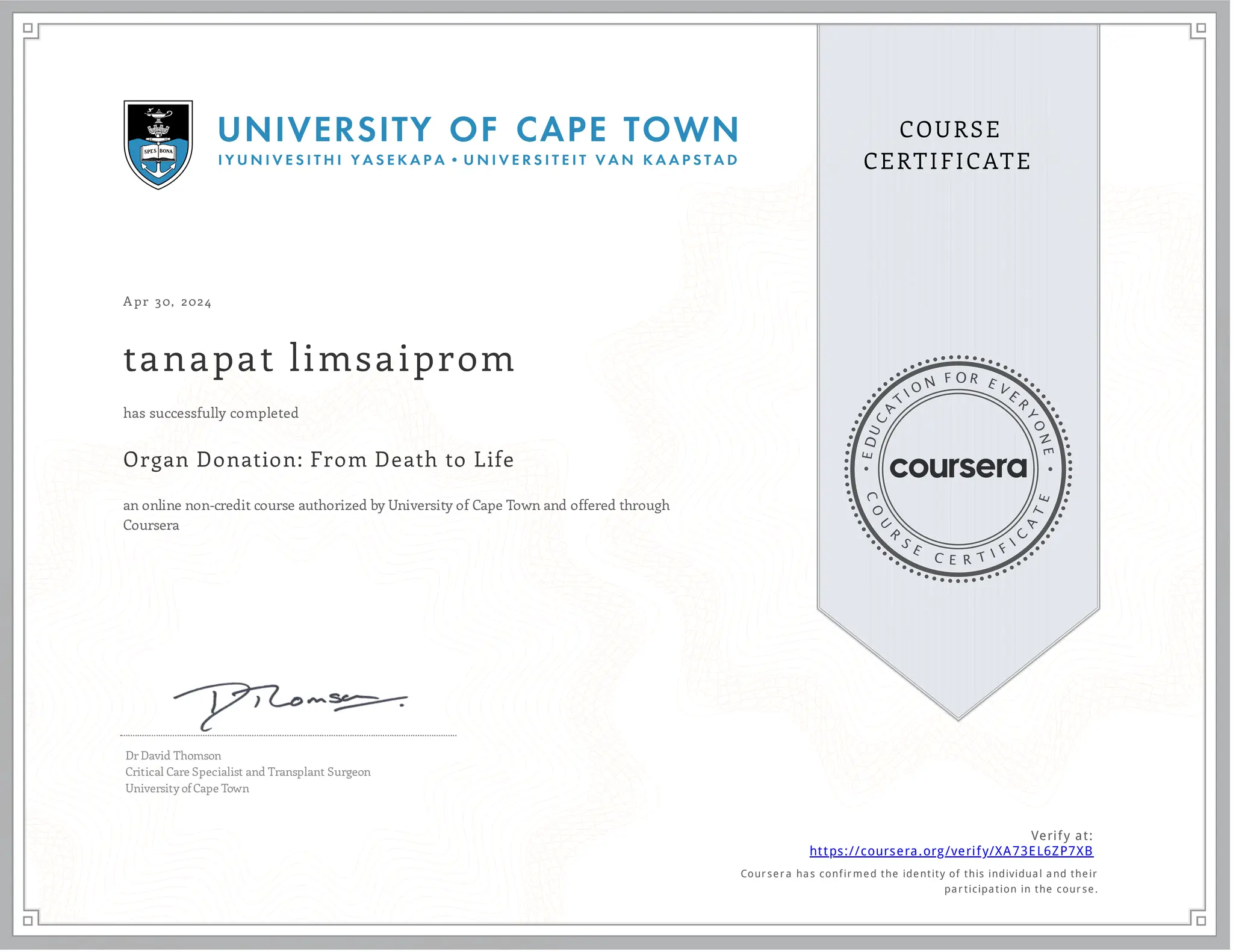 Organ Donation : From Death to Life , tanapat limsaiprom | PDF