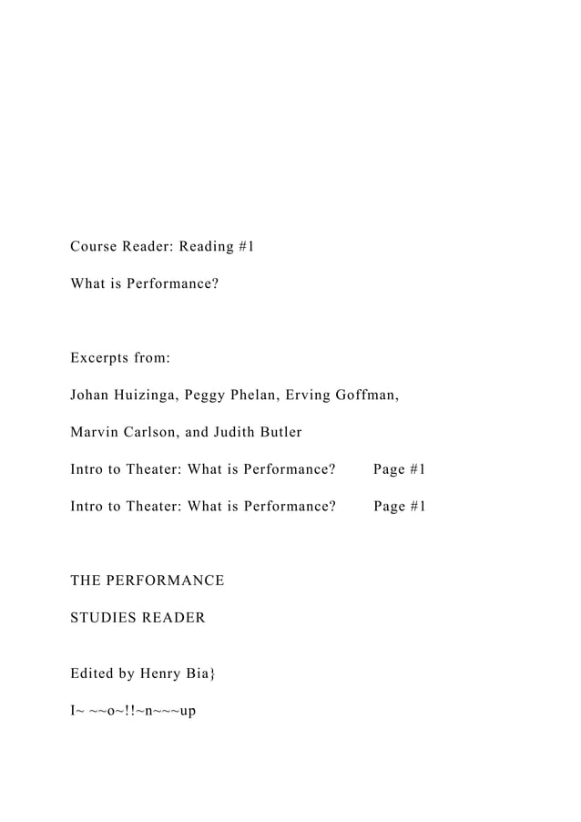 Course Reader Reading #1 What is Performance .docx