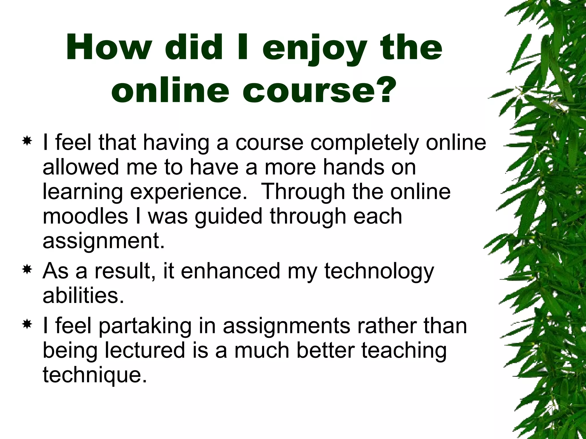 Course reflections and_assignments | PPT