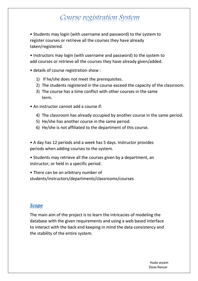 Course registration system | PDF | Databases | Computer Software and ...
