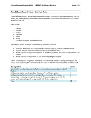 H200 Course Project Overview | PDF