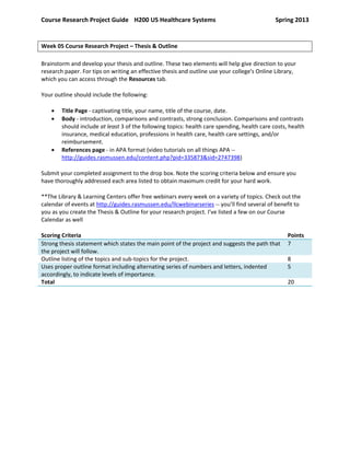 H200 Course Project Overview | PDF