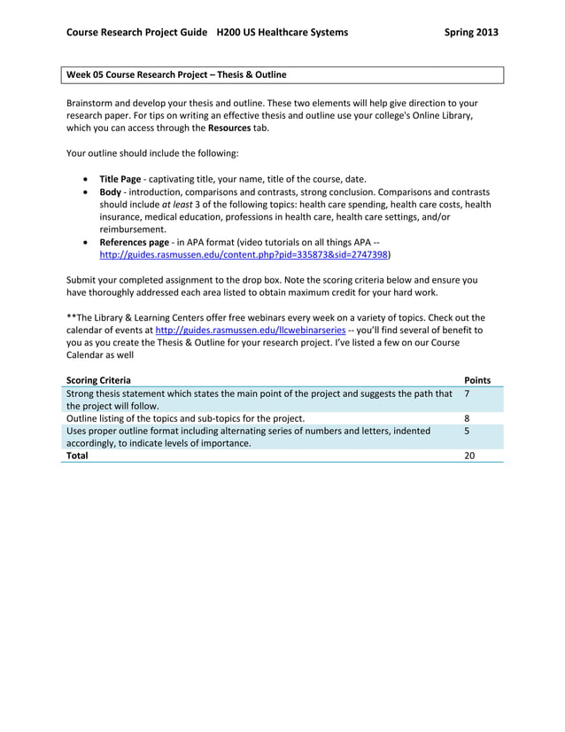 H200 Course Project Overview | PDF