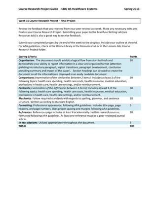 H200 Course Project Overview | PDF