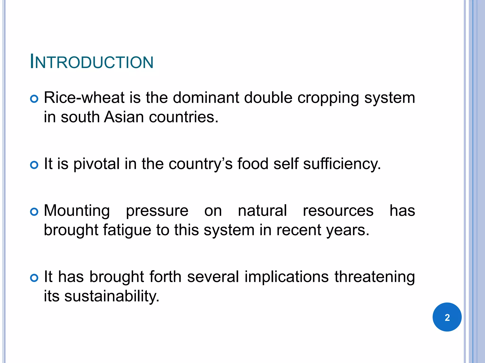 sustainabilty of rice wheat cropping system | PPTX