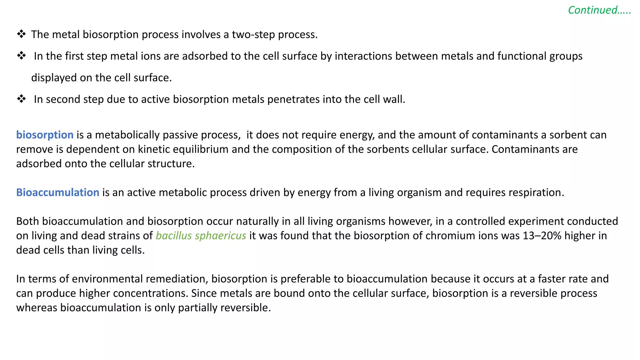 BIOSORPTION OF HEAVY METALS BY VARIOUS ORGANISMS (BACTERIA, ALGAE AND ...