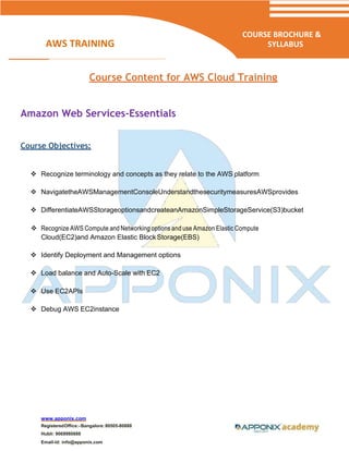Apponix Academy - AWS Essentials-Solutions | PDF