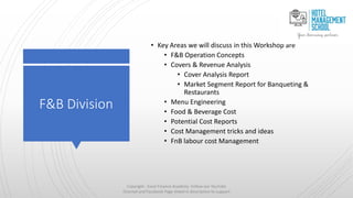 Hotel Management Course - Analyse & Maximize restaurant profitability ...