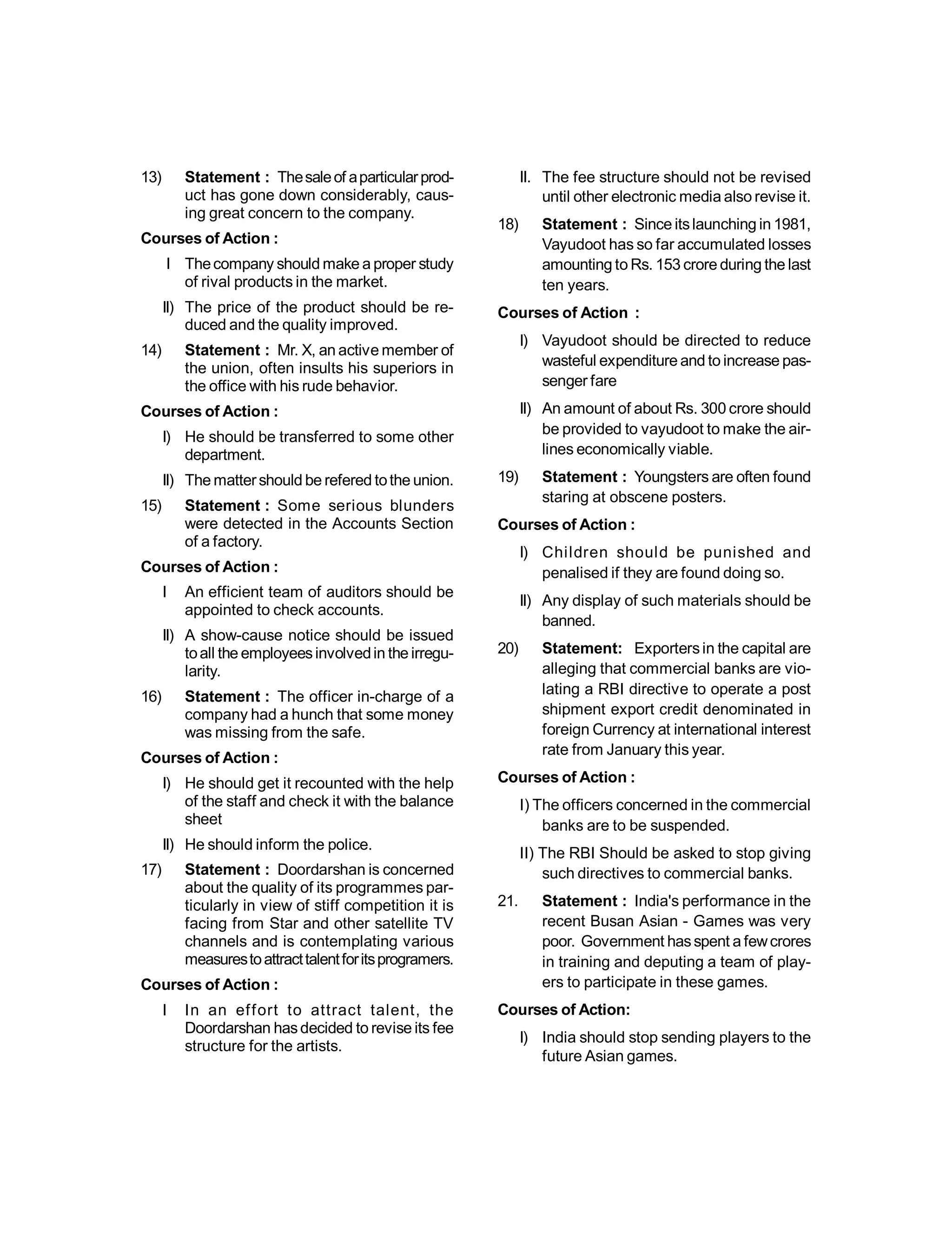 Courses of action cetking must do 50 questions pdf for maharashtra mba ...