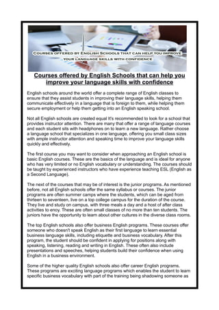Courses offered by english schools that can help you improve your ...