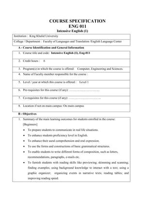 Course specification 011 | PDF