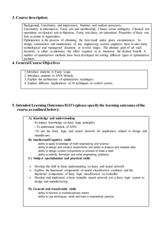 Course specification template 1 special topics 2019 | PDF
