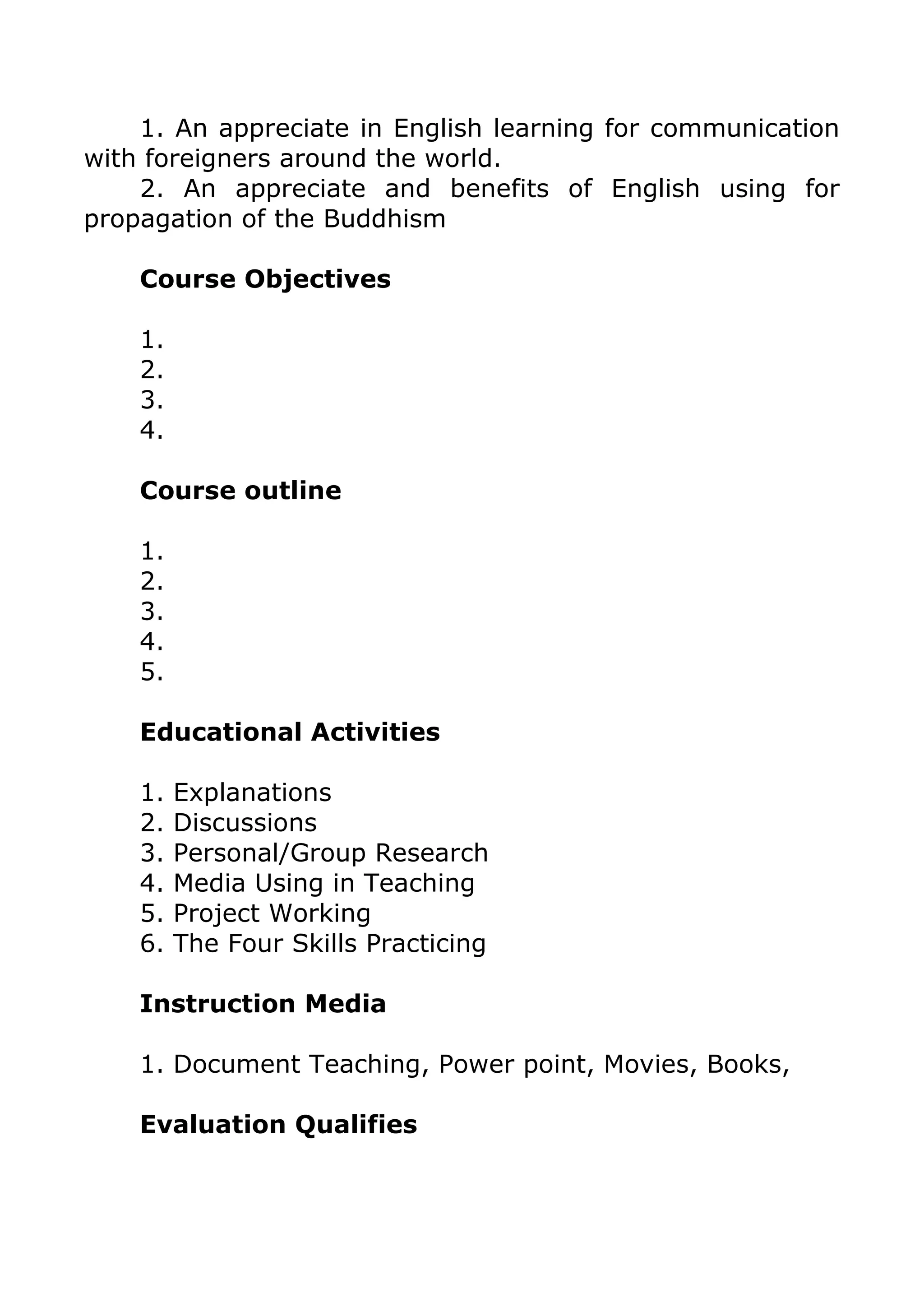 Course syllabus basic english | DOCX | Education