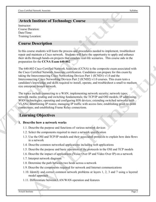 Course syllabus ccna | PDF