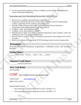 Course syllabus ccna | PDF