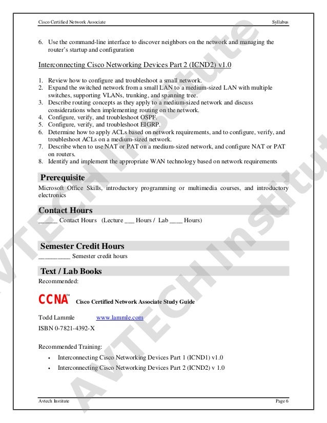 Course syllabus ccna