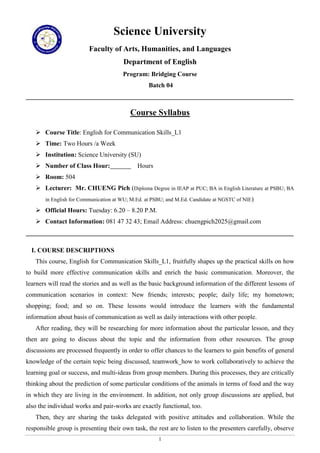 Course syllabus communication skills | PDF
