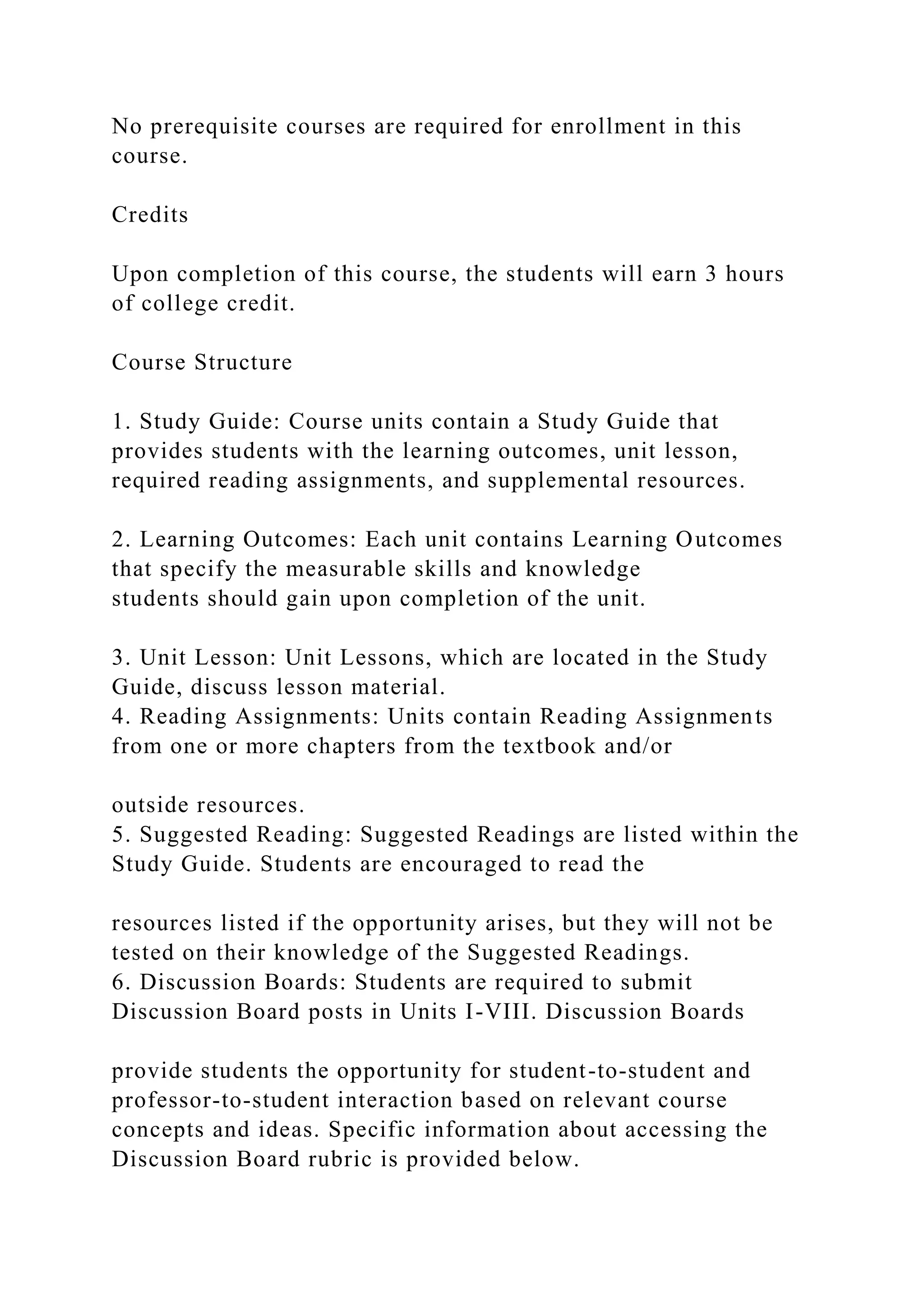 Course SyllabusCourse DescriptionProvides a framework .docx