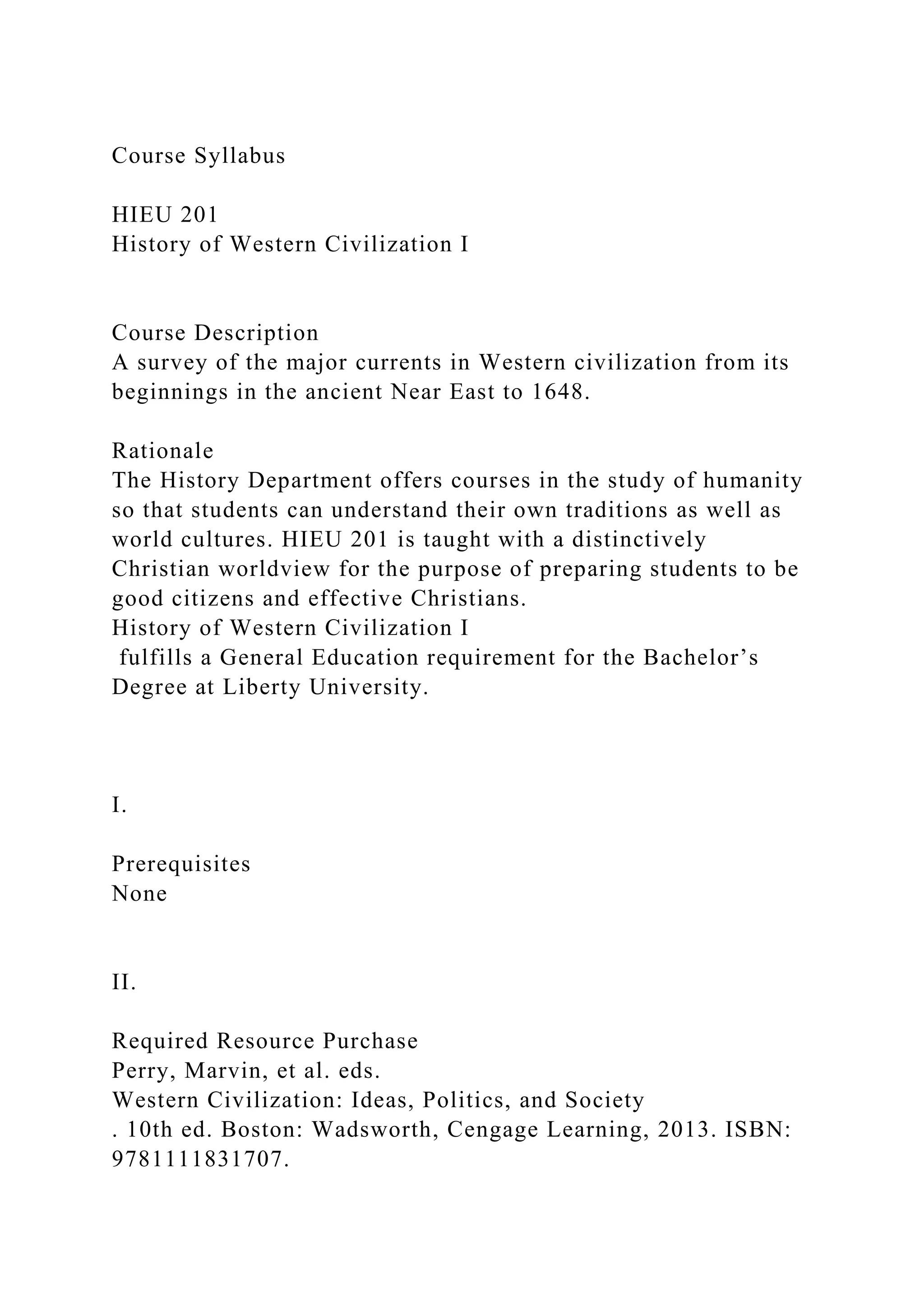 Course SyllabusHIEU 201History of Western Civilization I.docx
