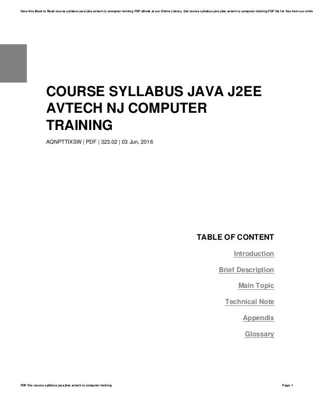 Course syllabus java j2ee avtech nj computer training