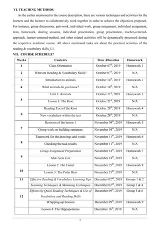 Course syllabus read & vocabulary skills | PDF
