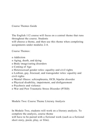 Course Themes Guide The English 112 course will focus o.docx | Brain ...