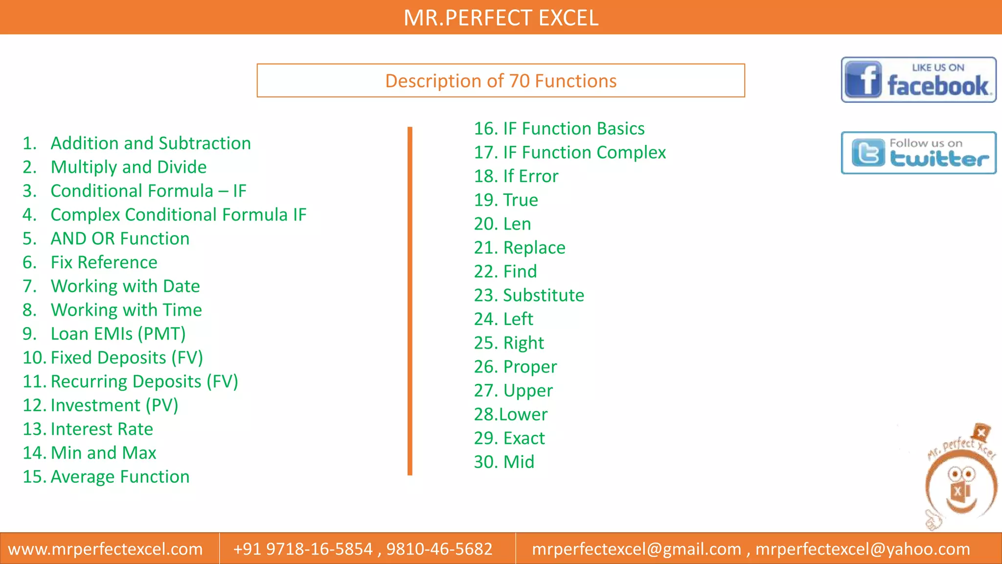 Advance Excel Course topic | PPT