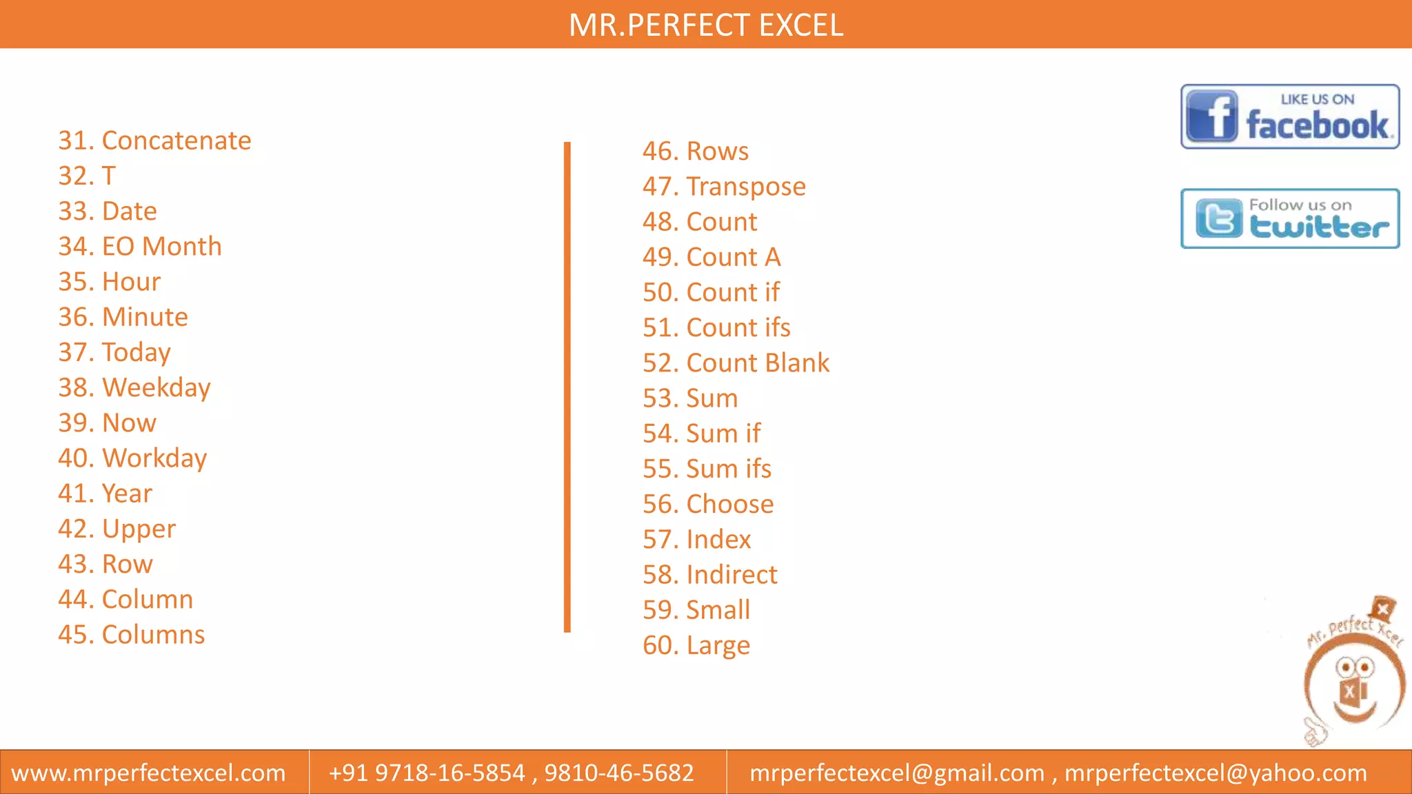 Advance Excel Course topic | PPT