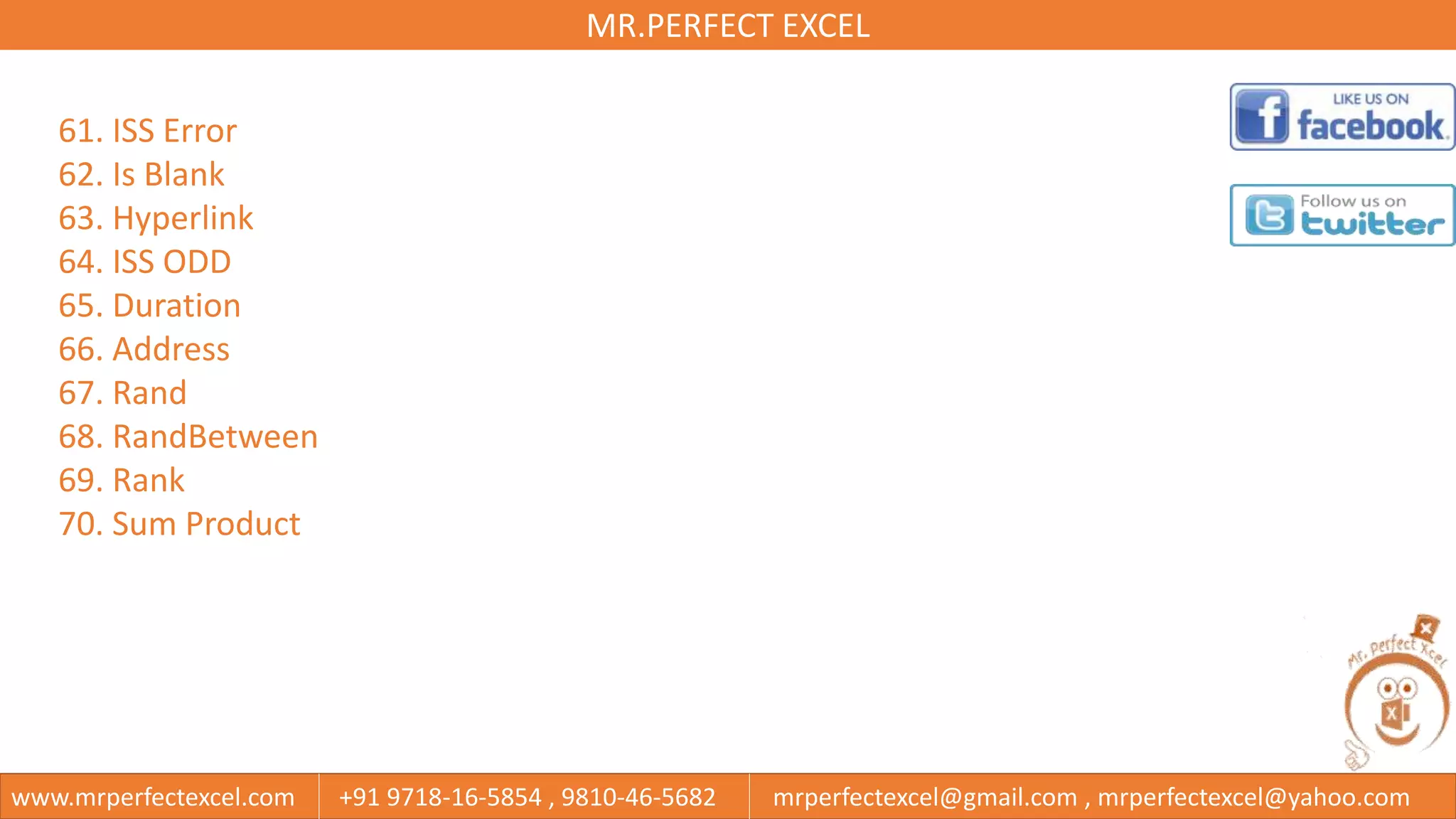 Advance Excel Course topic | PPT