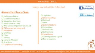 Advance Excel Course topic | PPT