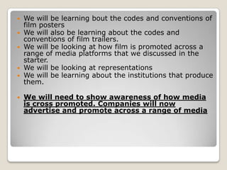 Coursework film promotion lesson 1 | PPTX