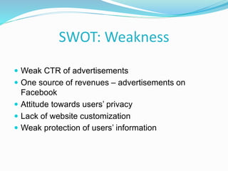 SWOT and PESTLE analysis of Facebook | PPT