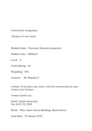 Coursework Assignment Design of a taxi meter .docx