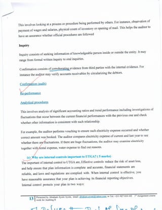 Course work for Auditing Cavendish University Uganda | PDF