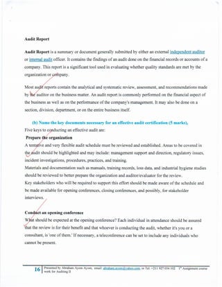 Course work for Auditing Cavendish University Uganda | PDF