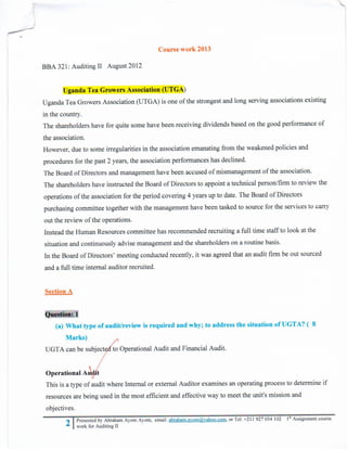 Course work for Auditing Cavendish University Uganda | PDF