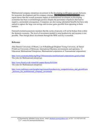 Course work for international business roles of multi national ...