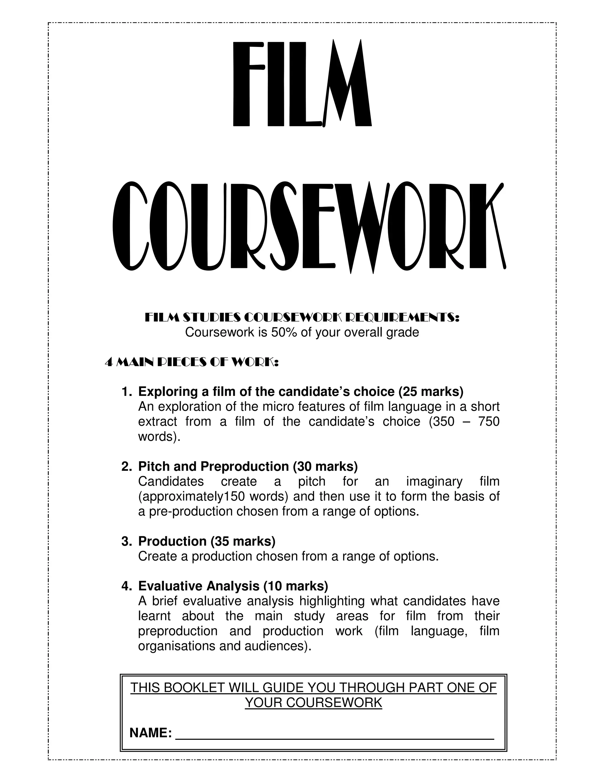 GCSE Film Coursework guide pt1 | PDF
