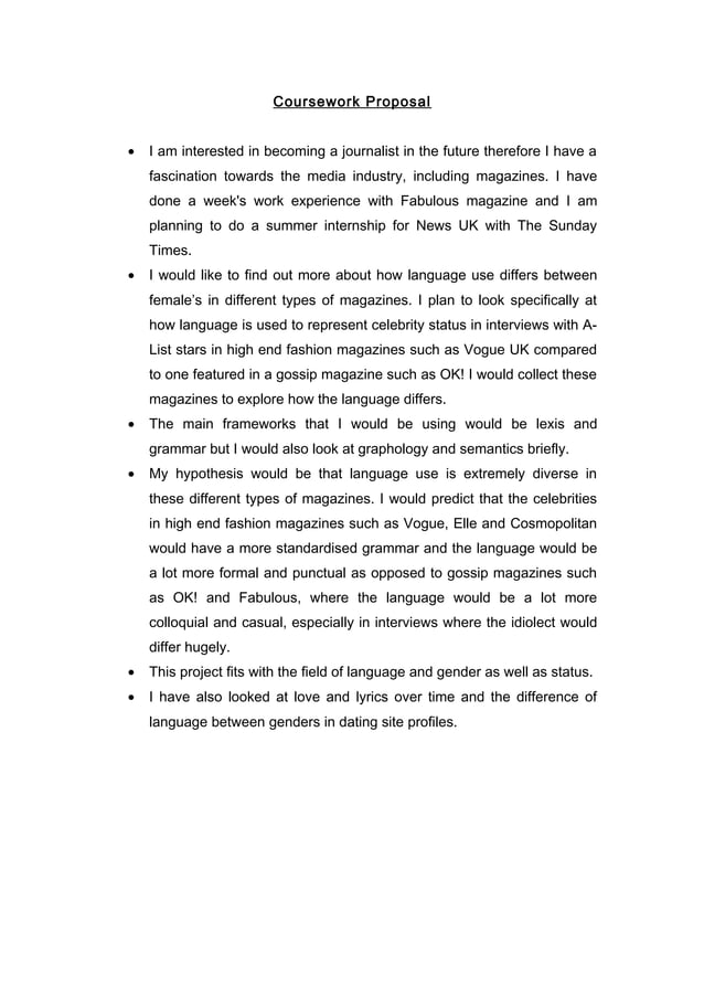 Coursework proposal | PDF