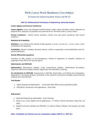 Ph.D. Course Work Mandatory Core Subject | PDF