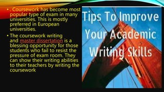 Coursework writing tips | PPTX | Homework and Study | Education