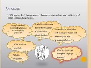 ESOL learners’ views and experiences of language learning, integration ...